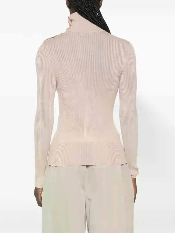 Moncler Ribbed Knit High Neck Sweater - Neutrals