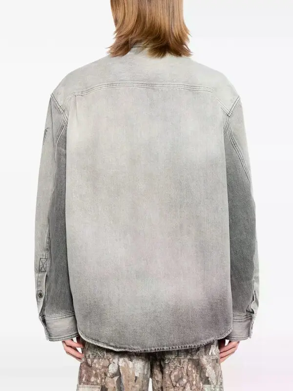 Off-White Diagonals-print Embroidered Denim Military Jacket