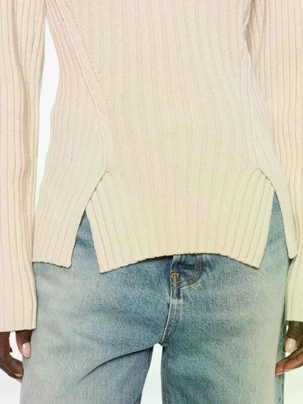Victoria Beckham Ribbed-knit Slit-hem Sweater