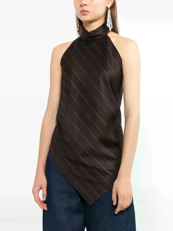 Helmut Lang Halter Neck Striped Top - Brown