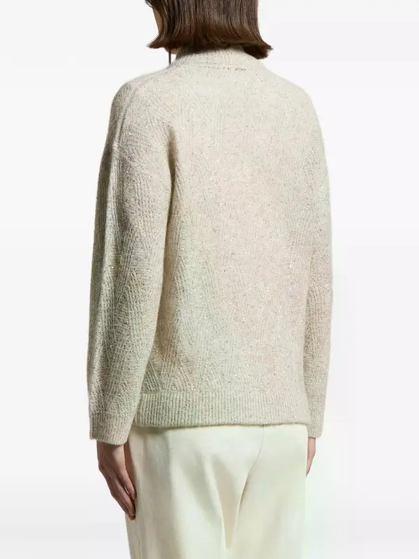 Peserico Sequin-embellished Chevron-knit Cardigan