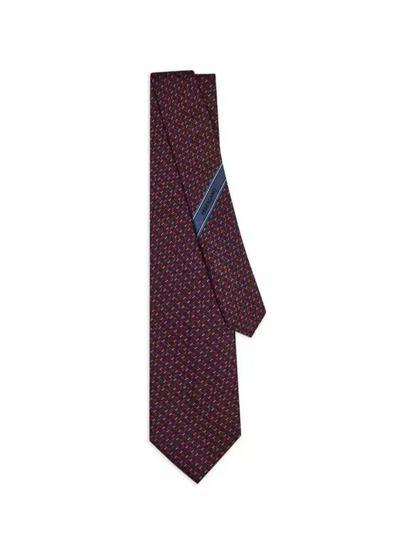 FERRAGAMO Gancini Silk Jacquard Neck Tie - Blue