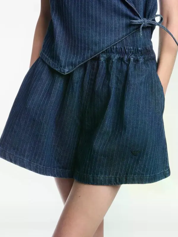 Emporio Armani Pinstripe Elasticated Mini Shorts