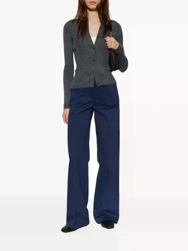 Emporio Armani Navy Wide-leg Trousers - Blue