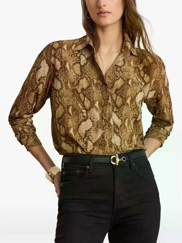 Ralph Lauren Python-print Georgette Shirt