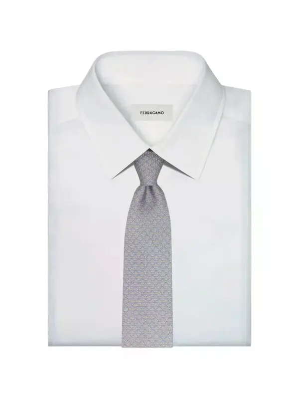 FERRAGAMO Link-print Silk Neck Tie