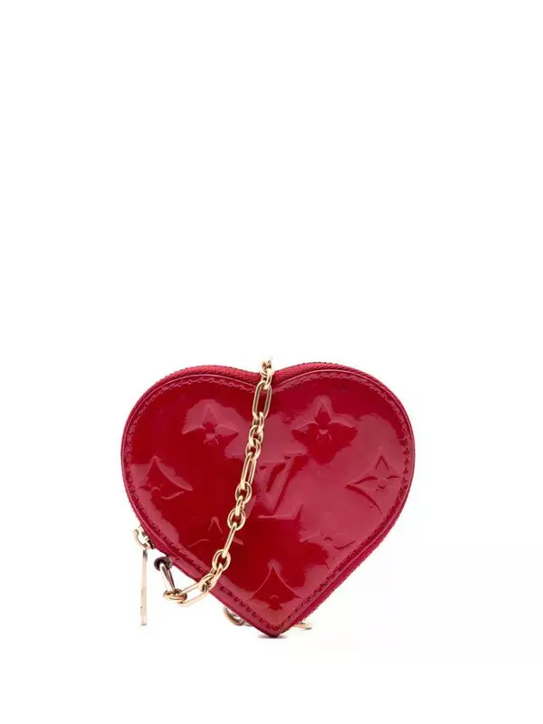 LOUIS VUITTON 2008 Monogram Vernis Heart Purse Coin Pouch - Red