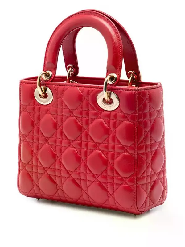 Dior Lambskin Cannage Lady Satchel - Red