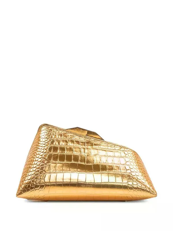 Attico 8.30pm Croc-effect Clutch Bag - Gold
