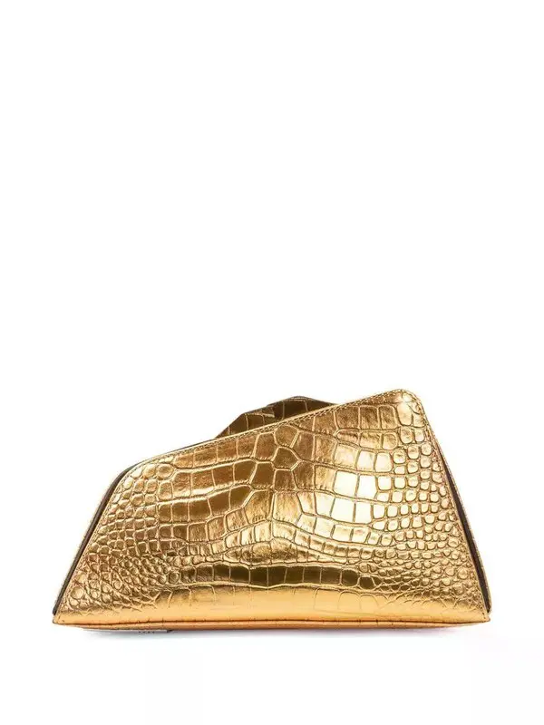 Attico 8.30pm Croc-effect Clutch Bag - Gold