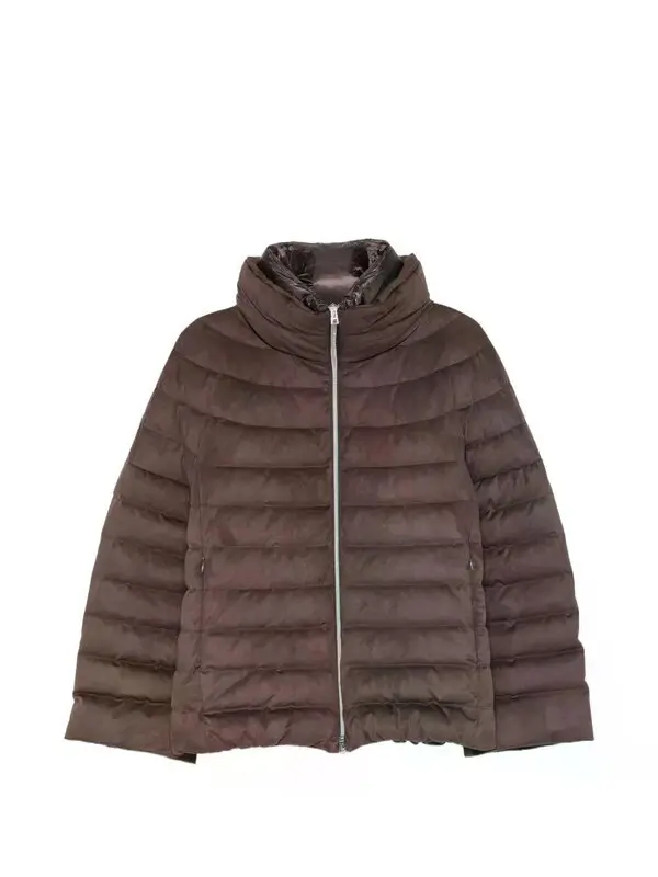 Herno Quilted Suede-effect Jacket - Brown