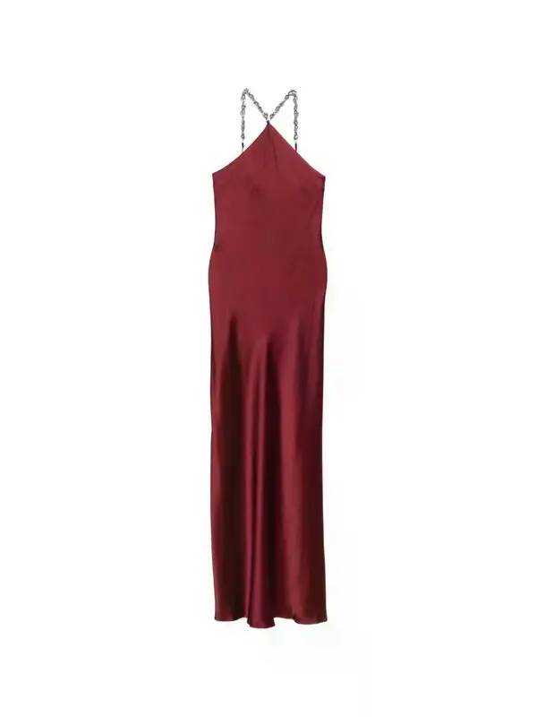 Staud Cadence Beaded-halterneck Maxi Dress - Red