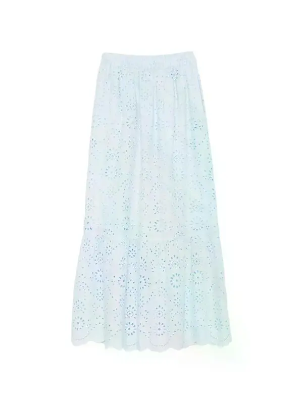 MC2 SAINT BARTH Jenny Broderie-anglaise Tiered Maxi Skirt - Blue