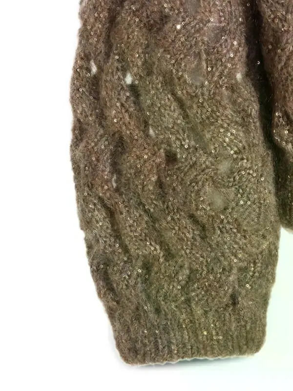 Brunello Cucinelli Sequin Embellished Cable Knit Sweater