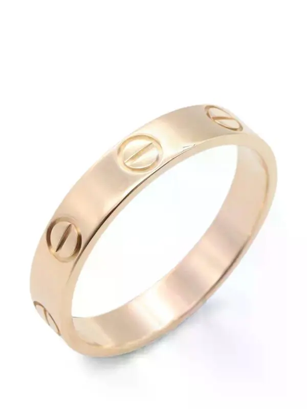 Cartier 18k Rose Gold Engraved Logo Ring - Pink