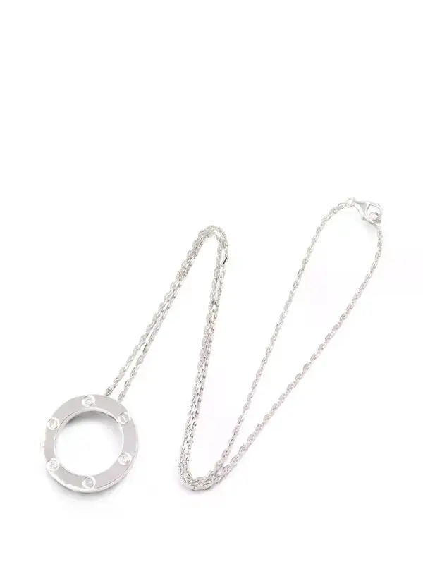 Cartier 2010s Love Circle Diamond Necklace - Silver