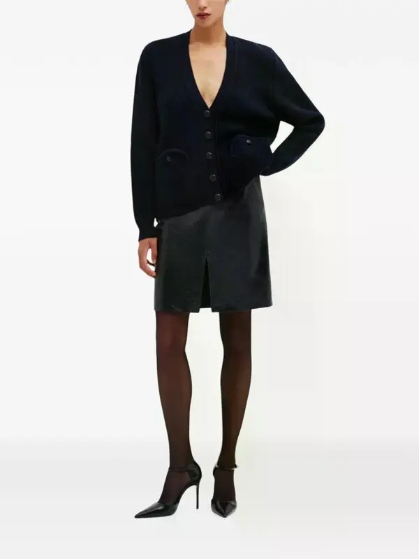 BLAZÉ MILANO Ribbed-knit Smiley-pocket Cardigan