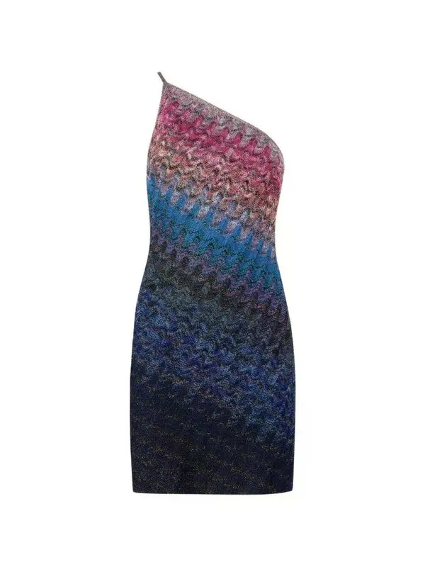 Missoni One-shoulder Zigzag-knit Dress - Blue