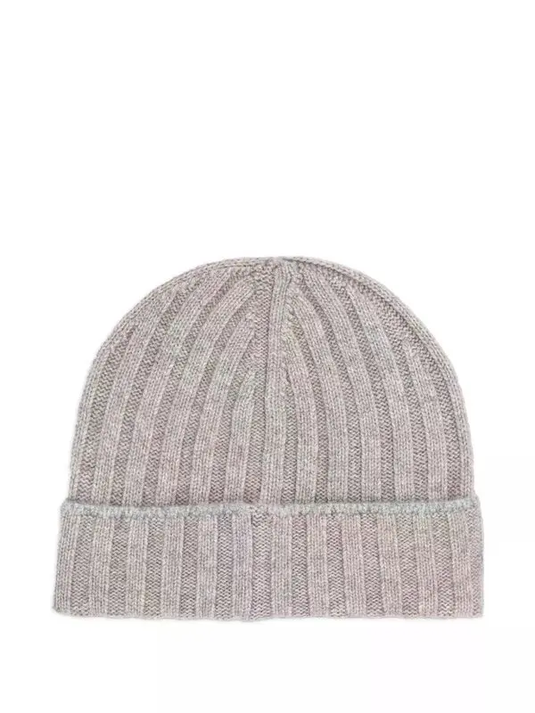 Brunello Cucinelli Ribbed Cashmere Beanie Hat - Grey