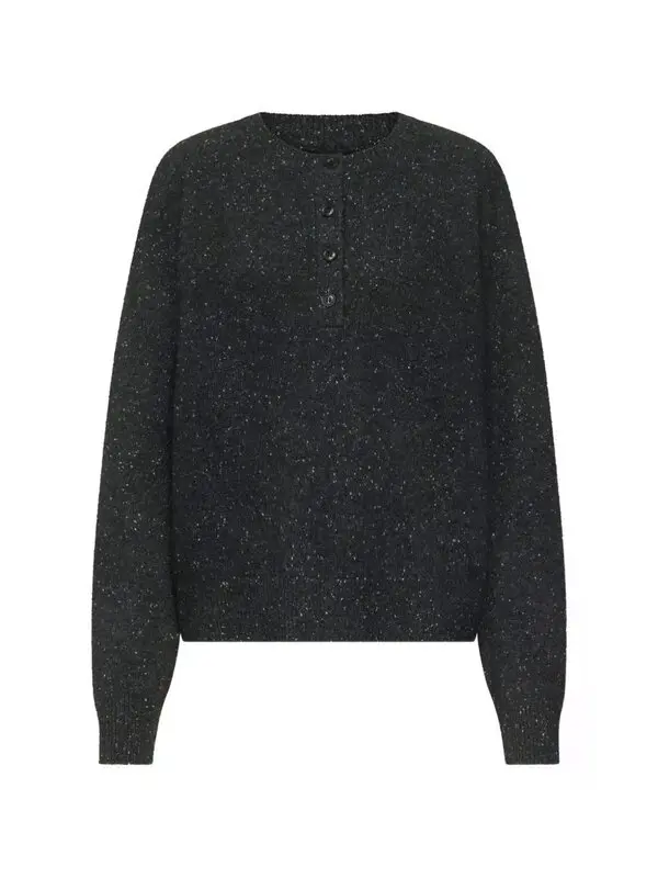 Loulou De Saison Malo Oversized Cashmere Henley Sweater - Grey