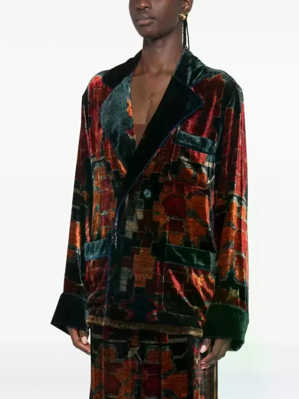 PIERRE-LOUIS MASCIA Kanpur Geometric Print Velvet Jacket
