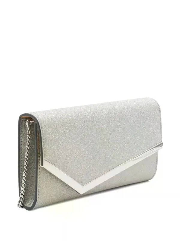 JIMMY CHOO Emmie Glitter Finish Clutch Bag - Silver