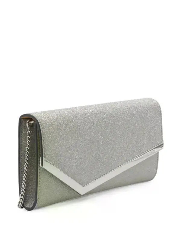 JIMMY CHOO Emmie Glitter Finish Clutch Bag - Silver
