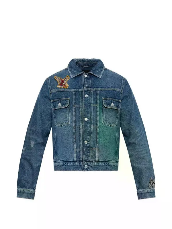 ALLSAINTS Exile Slim-fit Patch-embellished Denim Jacket - Blue