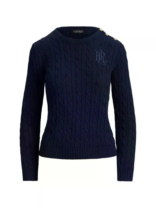 Ralph Lauren Button-trim Cable-knit Sweater - Blue