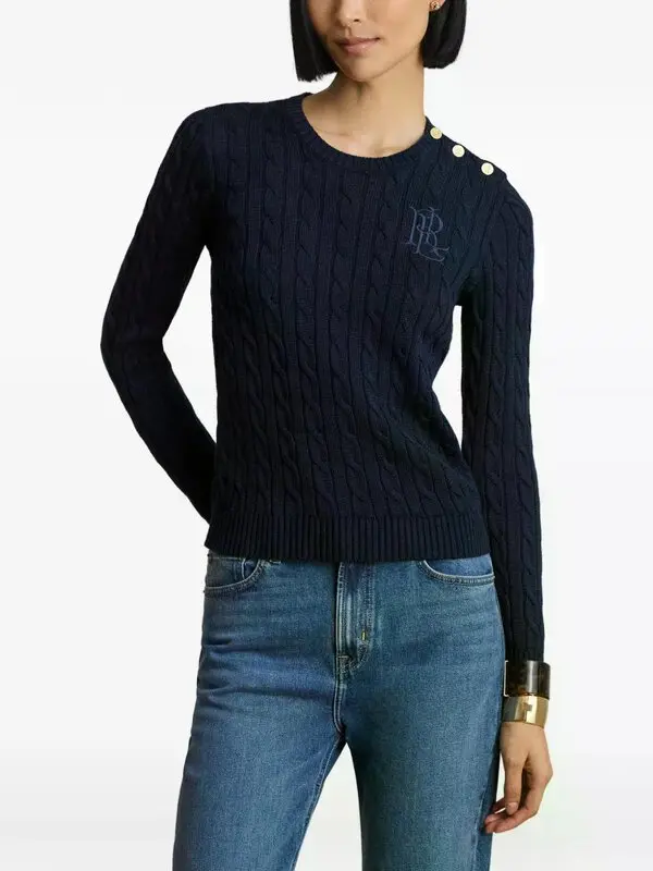 Ralph Lauren Button-trim Cable-knit Sweater