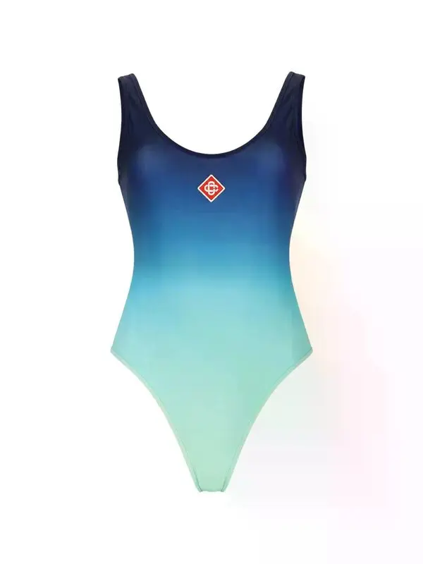 Casablanca Gradient Logo-patch One-piece Swimsuit - Blue