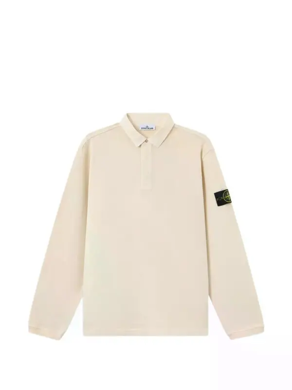 Stone Island Cotton Polo Sweatshirt With Logo Patch - Neutrals