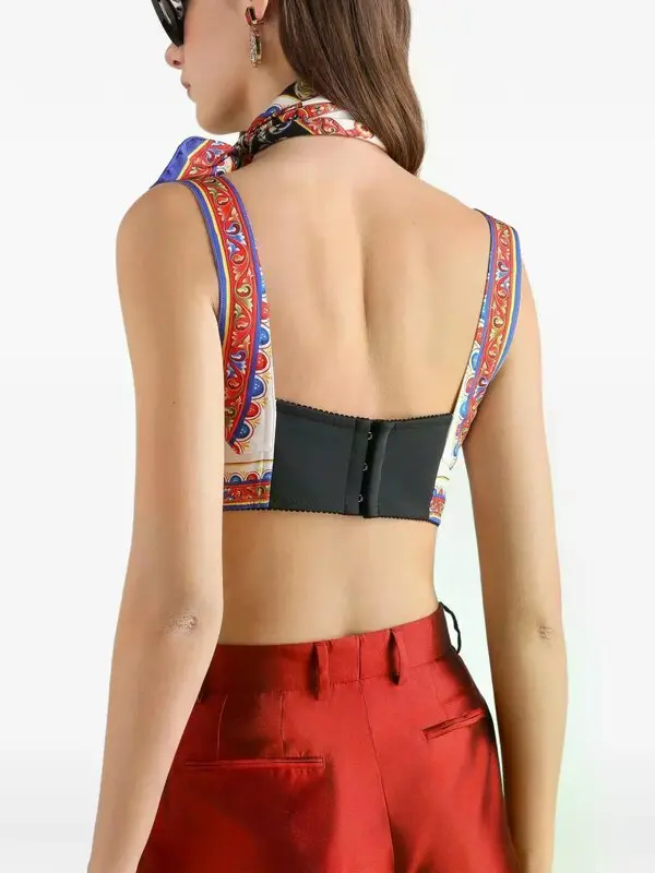 Dolce & Gabbana Carretto-print Charmeuse Top