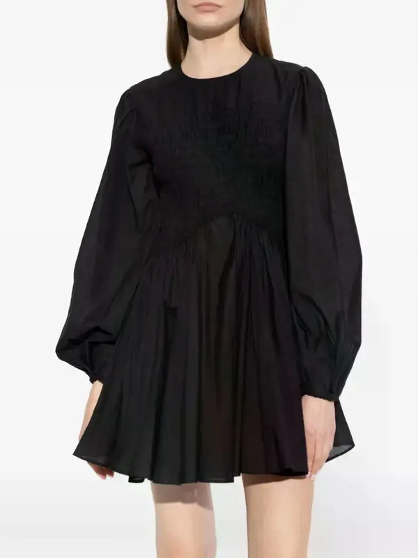 ALLSAINTS Chia Smocked Puff-sleeve Mini Dress - Black