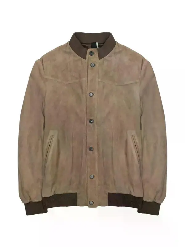 LOW BRAND Suede-finish Button-up Jacket With Ribbed Details