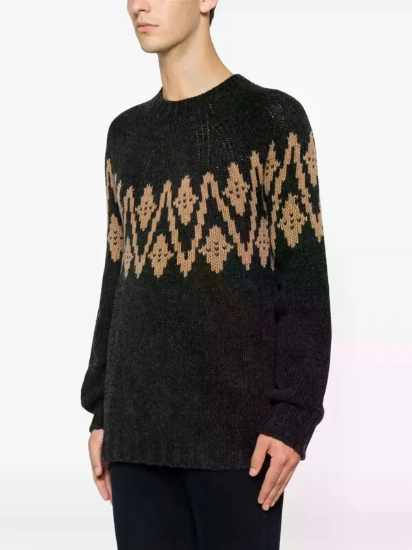DONDUP Geometric Intarsia Knit Raglan Sweater