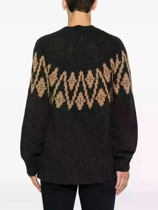 DONDUP Geometric Intarsia Knit Raglan Sweater
