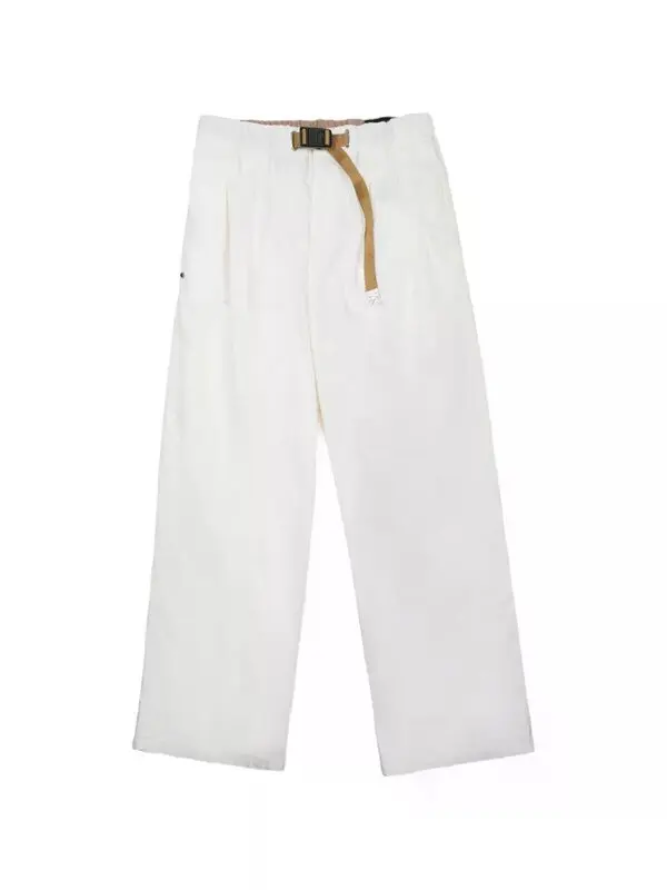 WHITE SAND Belted Pleated Trousers - White
