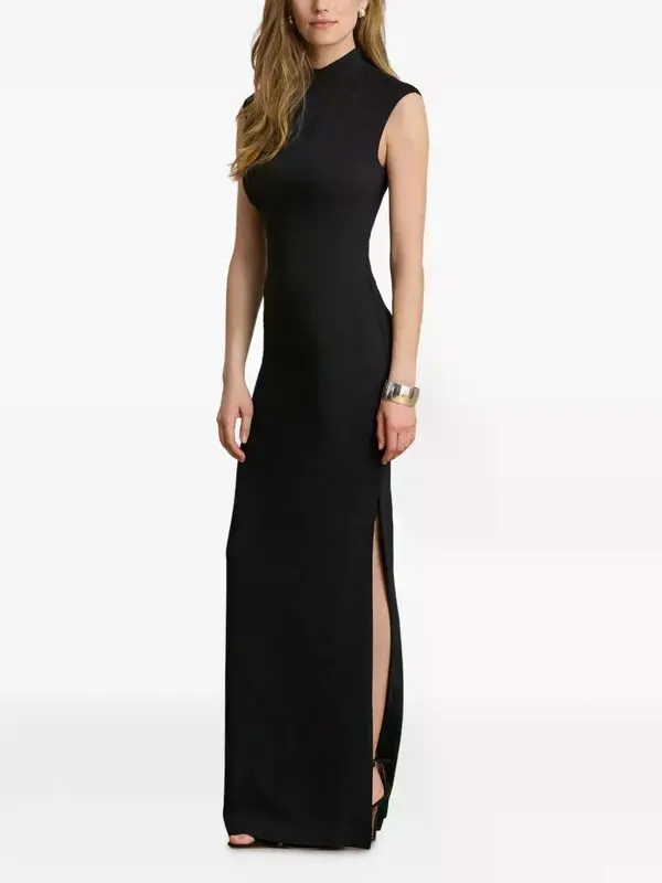 Ralph Lauren Stretch Cady Mockneck Maxi Gown