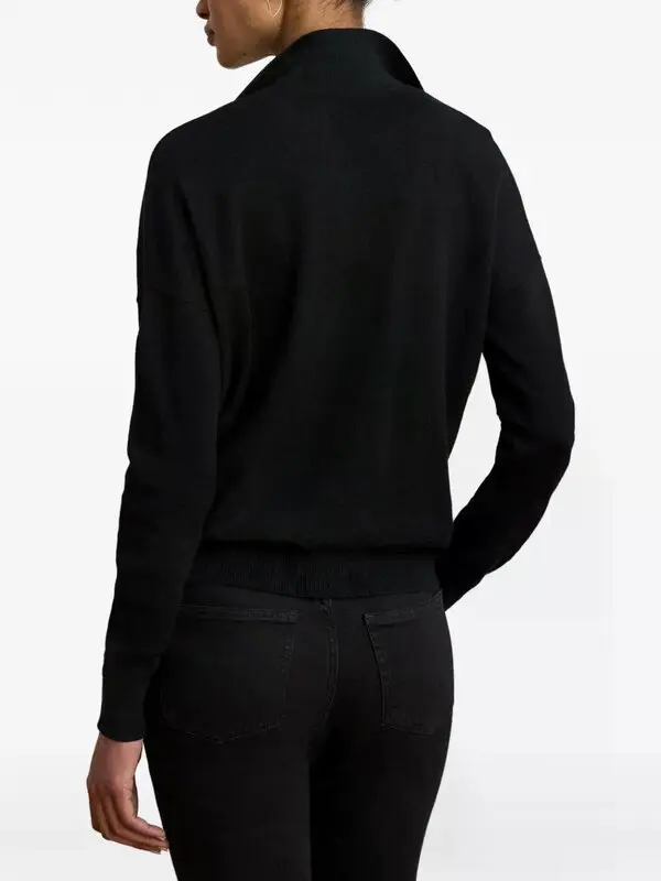 Ralph Lauren Ribbed Polo Collar V-neck Sweater