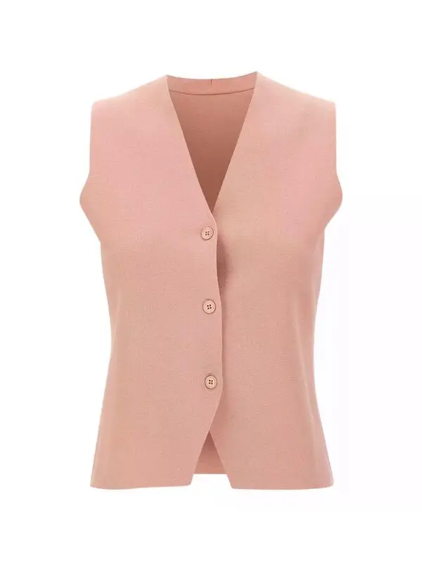 KANGRA Stitch-effect V-neck Vest - Pink