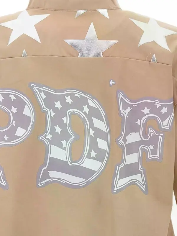 PDF Graphic Print Star Motif V-neck T-shirt