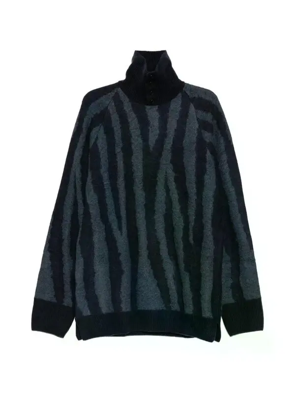 Yohji Yamamoto 7g Striped Sweater - Black