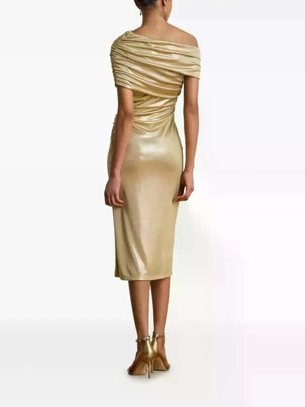 Ralph Lauren Metallic Off-the-shoulder Midi Dress