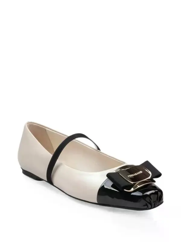 FERRAGAMO Patent Leather Ballet Flats With Bow Detail