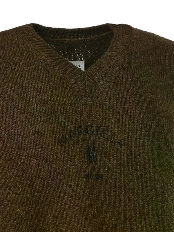 MAISON MARGIELA Distressed V-neck Sweater - Green