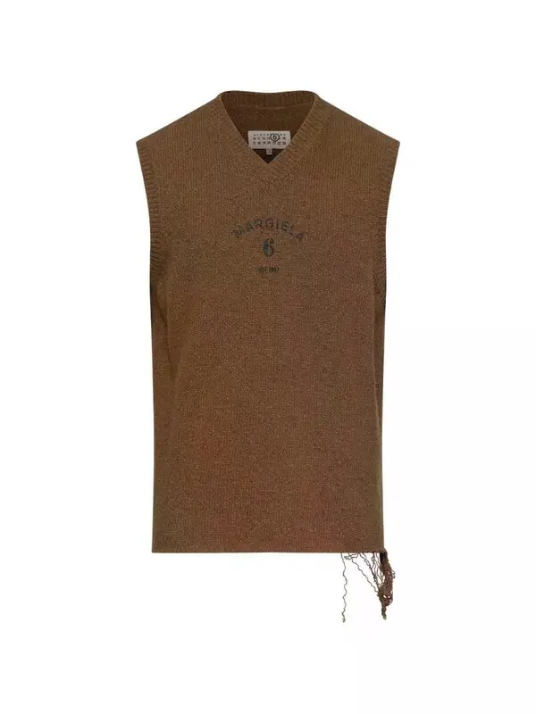 MAISON MARGIELA Distressed V-neck Sweater - Green