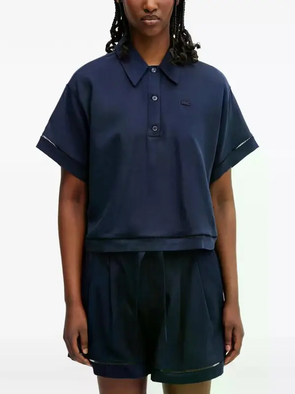 Lacoste Logo-patch Open-work Polo Shirt - Blue