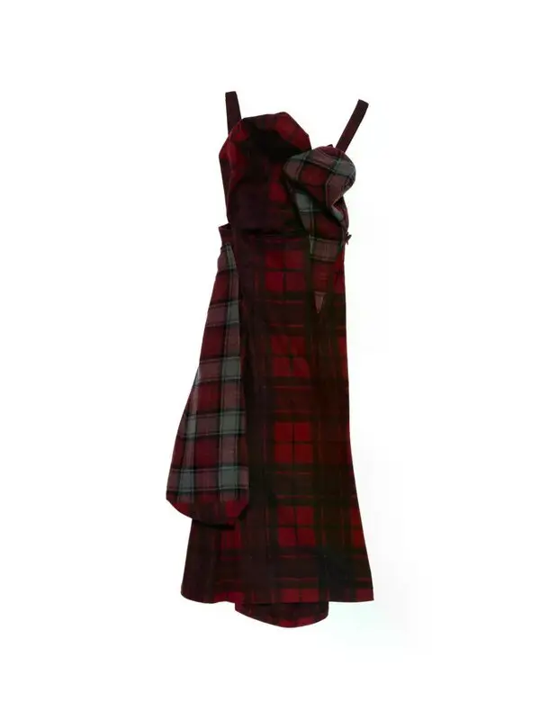 Yohji Yamamoto Check-pattern Draped Dress