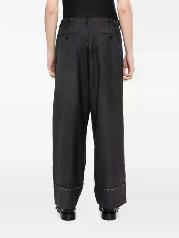 Yohji Yamamoto Pleated Contrast-stitch Trousers